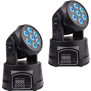 BETOPPER DJ Lights Moving Head, 7x8W RGBW DJ Lights, Sound Activated/DMX Lighting, Moving Head Lights for Stage, Party, Live, DJ, Bar, Disco Lighting (2 Packs)