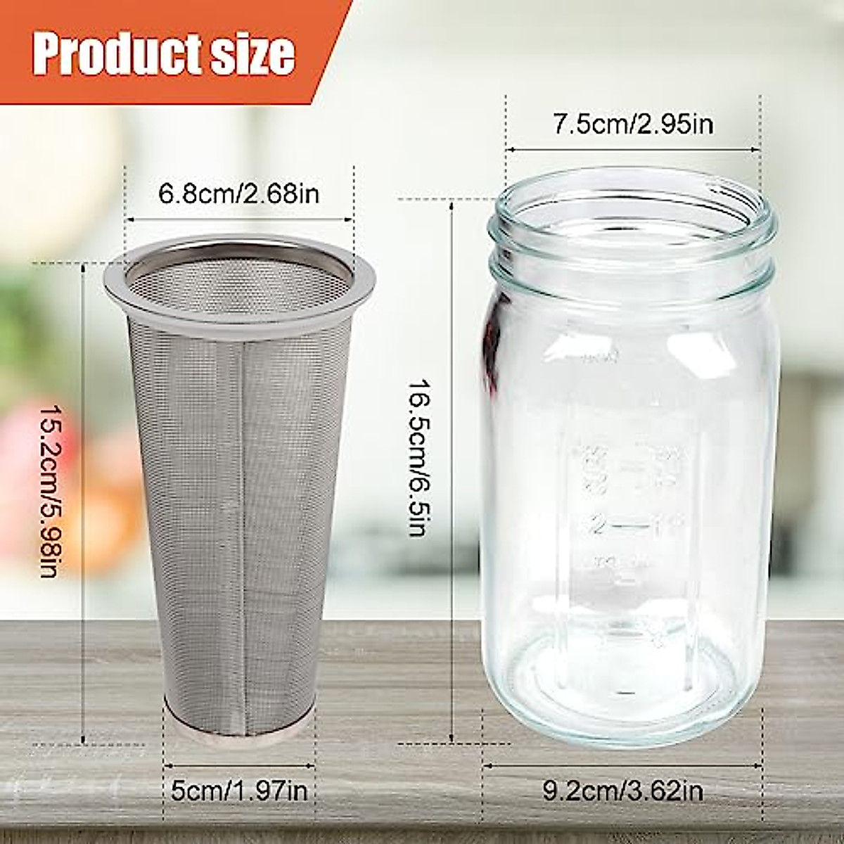 UYANGG Cold Brew Mason Jar Coffee Maker 32 OZ Wide Mouth Cold Brew Pitcher With Coffee Filter and Cleaning Brush For Coffee, Iced Tea, Sun Tea, Lemonade (black)