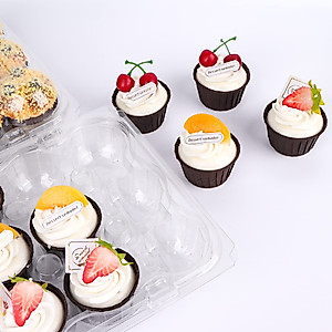 AUKUS Cupcake Containers 12 count, Cupcake Boxes 12 Count, Deep Dome, Stackable & Disposable (Pack of 12)