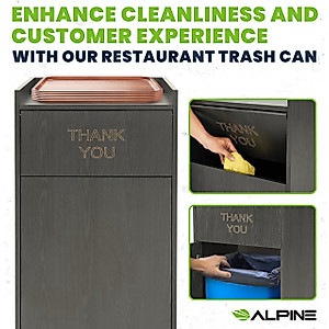 Alpine Restaurant Trash Can Cabinet - Commercial Trash Can 40 Gallon, Garbage Receptacle Indoor with Tray Holder for Restaurants, Cafeterias (Espresso Black)