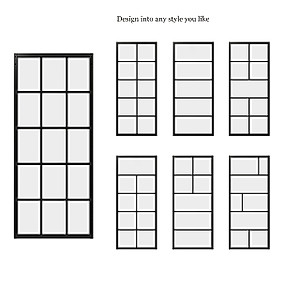 BARNSMITH 36in x84in Frosted Glass Barn Door Sliding Aluminum Panel Heavy Duty DIY Tempered Frosted Glass Barn Door Slab Assemble Required (Sliding Hardware not Included) KDA05