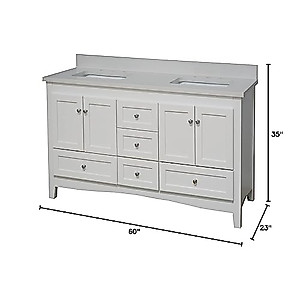 Kitchen Bath Collection Abbey 60-inch Double Bathroom Vanity (White/Quartz): Includes White Cabinet with Stunning Quartz Countertop and White Ceramic Sinks