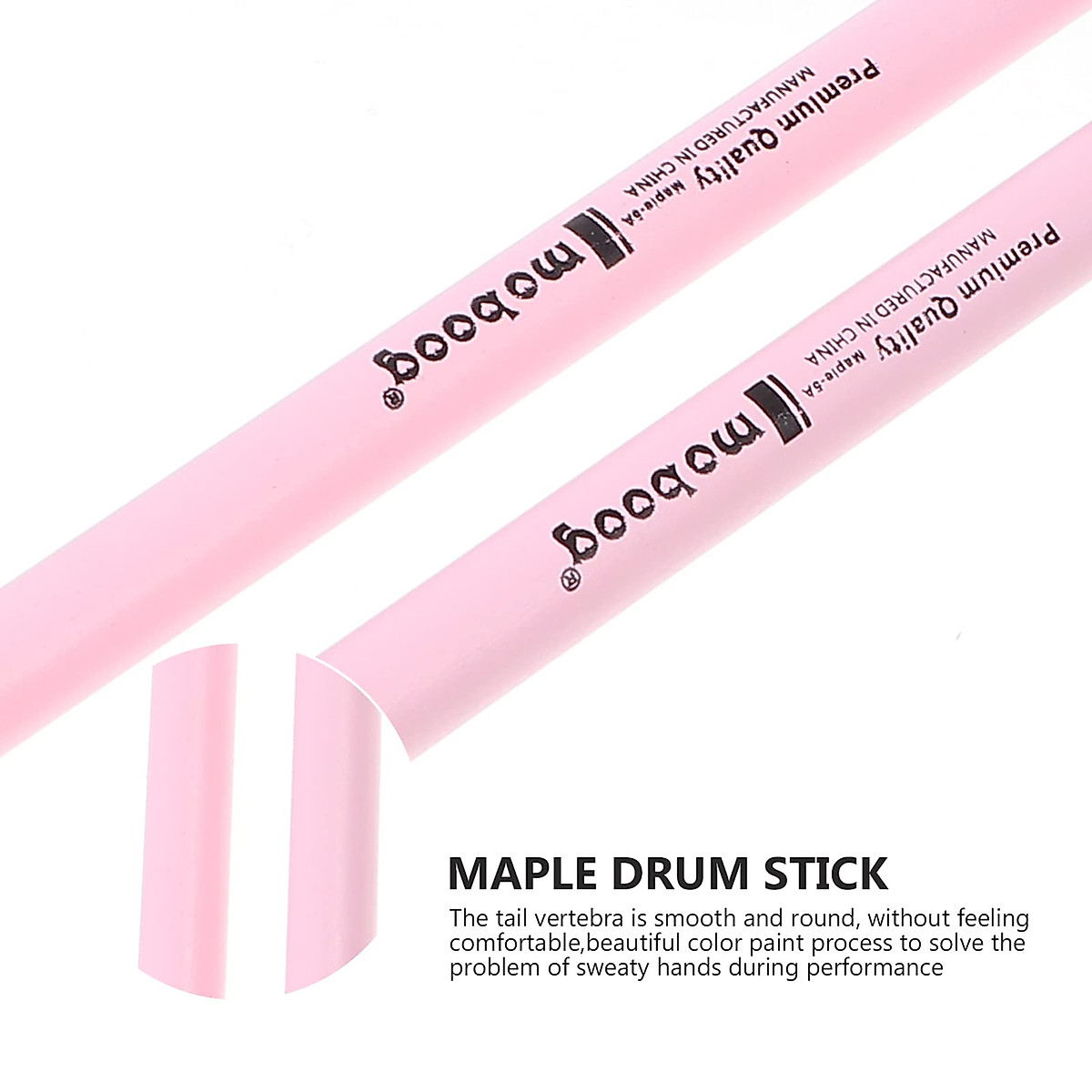 MILISTEN 2 Pairs Pink Maple Percussion Drum Sticks Maple Wood Drumsticks Non Slip Drum Sticks Wood Tip Maplewood Drumstick for Kids Students and Adults