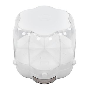 Rice Dispenser Box, 6 Compartments Rotating Grain Container Large Capacity Grain Storage Box Home Kitchen Separate Rice Bucket Dry Food Dispenser for Rice, Millet, Barley, Beans (White 9kg / 19.84lb)