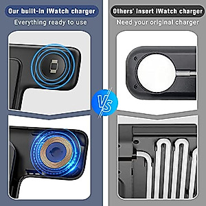 Charging Station for Apple Multiple Devices, 3 in 1 Fast Wireless Charger Foldable for iPhone 14/13/12/11/Pro/XS/Xs Max/XR/X/SE/8/8 Plus Apple Watch 8/7/6/SE/5/4/3/2 AirPods 3/2/Pro with Adapter