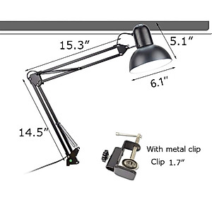 Table Lamp Clamp LED Desk Lamp Architect Metal Swing Arm Table Lights With Eye-Caring Bulbs Work Task Drafting Reading Home Office Desk Lamp (Color : Chrome)
