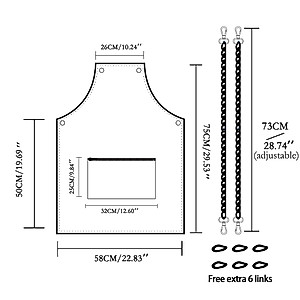 MIKI WELL Hair Stylist Apron with Pockets - Waterproof Transparent Salon Apron,One-Size-Fits-Most, Adjustable Chains