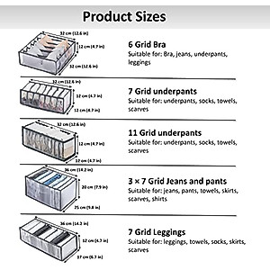 Fitster Wardrobe clothes organizer - 7 pieces meshed transparent organizers - suitable for organizing pants, socks, bra, leggings, shirts (White) (White)