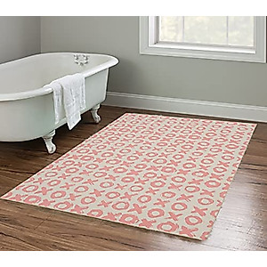 Linon Home Decor Products The Anywhere Washable Rug Boden Ivory & Pink 3' X 5' Accent Rug