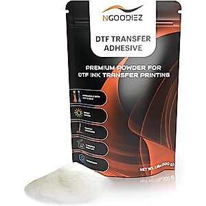 NGOODIEZ DTF Powder Digital Transfer - Hot Melt Adhesive, DTF Pretreat Transfer Powder for Direct Printing on Any Colored/White Fabric, Adhesive Powder for DTF Printer & Film (White, 17.6 oz / 500 g)