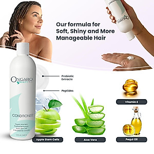 Ongaro Beauty Organic Hair Conditioner for Men & Women - Moisturizing Hydrating Conditioner with Aloe Vera, Vitamin E & Apple Stem Cells, Restores Damaged Hair & Promotes Healthy Hair Growth - 12fl oz