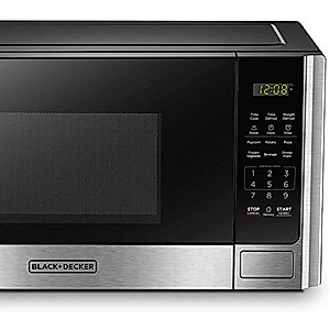 BLACK+DECKER Digital Microwave Oven with Turntable Push-Button Door, Child Safety Lock, Stainless Steel, 0.9 Cu Ft