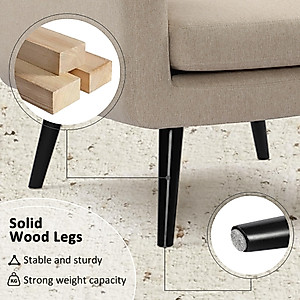 LSSPAID Modern Accent Chairs, Upholstered Fabric Cozy Armchairs, Living Room Side Chair with Solid Wood Legs, Beige