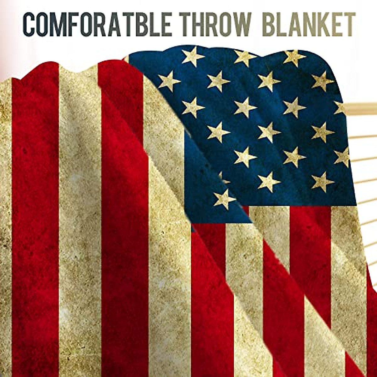 Levens US Flag Throw Blanket Gifts for Women Girls Boys, America Retro Decor for Couch Bed Sofa Travelling Camping, Birthday Christmas Soft Cozy Lightweight Blankets for Kids Adults Twin 60"x80"