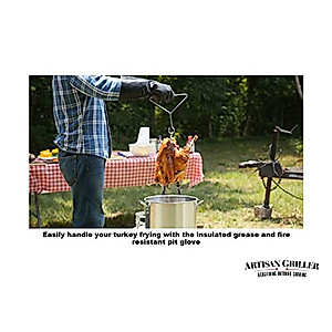 Artisan Griller BBQ & Smoker Gloves/Oven Mitt- Insulated Heat Resistant Grilling Fryer Kitchen Cooking Gloves. Great Barbecue Smoking Oyster Mitt–Long XL Waterproof, Oil and Fire resistant -(Size 10/XL – Black neoprene)