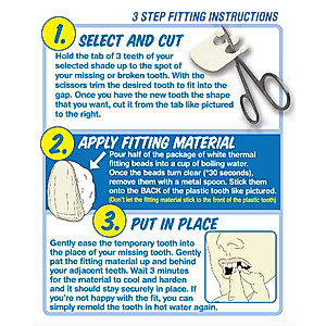 Instant Smile Triple Shade Temporary Tooth Kit - Replace A Missing Tooth in Just 5 Minutes!