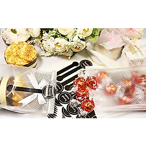 SAILING-GO 100 pcs./Pack Translucent Plastic Bags for Cookie,Cake,Chocolate,Candy,Snack Wrapping Good for Bakery Party with Stickers