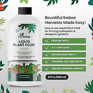 32oz Aeroponics & Hydroponics Liquid Plant Food - Up to 96 Feedings for AeroGarden, IDOO & Hydroponic Growing Systems, Ideal Liquid Fertilizer & Hydroponic Plant Food - Rich in Hydroponic Nutrients