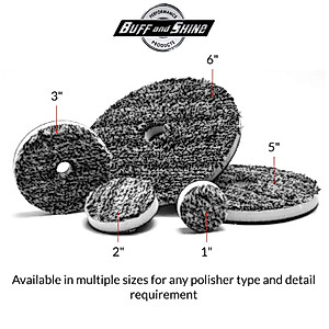 Buff and Shine URO-Fiber Microfiber Pad for Car Compounding, Cutting, Buffing, Waxing, and Polishing - Compatible with Long-Throw, High-Action, Dual-Action, and Random Orbital Polisher - 3 in (2 Pad)