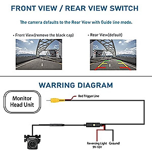 EWAY Universal Car Backup Front View Camera License Plate Rear View Reversing Camera Kit for Vehicle Pickup Truck Van SUV RV