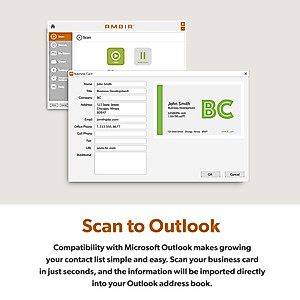 Ambir nScan 690gt-BCS High-Speed Vertical Card Scanner with AmbirScan Business Card for Windows PC