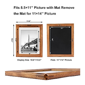Fzyonghe 11x14 Picture Frame Display Pictures with Mat 8.5x11 or 11x14 Without Mat,Vertical or Horizontal for Wall or Tabletop Display