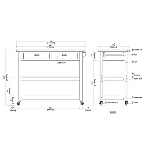Boraam Sonoma Kitchen Cart, Barnwood Wire-Brush