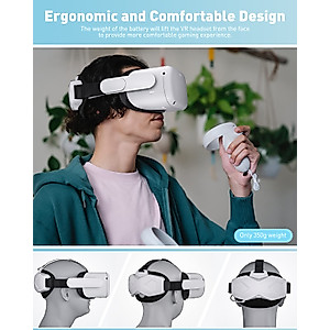 Doohoeek Battery Pack with Head Strap for Oculus Quest 2/1 & Meta Quest 2, 5000mah Rechargeable Battery & Elite Strap for Enhanced Support and Extra Playtime