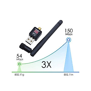 OSGEAR USB WiFi Adapter for PC 150Mbps Wireless Network Card Dongle 802.11N 2.4GHz with High Gain Antenna with Windows 10 8 7 XP Mac Linux Driver Support