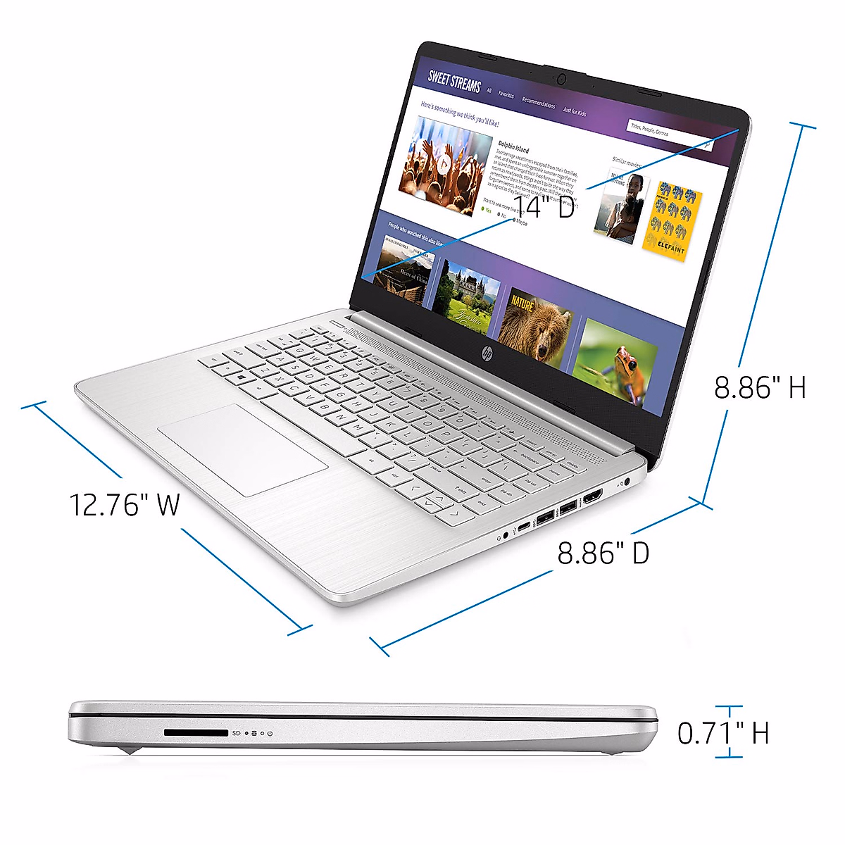HP Premium Laptop (2021 Latest Model), 14" HD Touchscreen, AMD Athlon Processor, 8GB RAM, 320GB SSD, Long Battery Life, Online Conferencing, Natural Silver, Win 10 with 1 Year of Microsoft 365