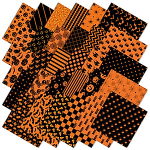 JarThenaAMCS 60Pcs Halloween Cotton Fabric Bundles 10 x 10 Inch Pumpkin Spider Ghost Fat Quarters Black Orange Sewing Fabrics for DIY Craft Party Decor