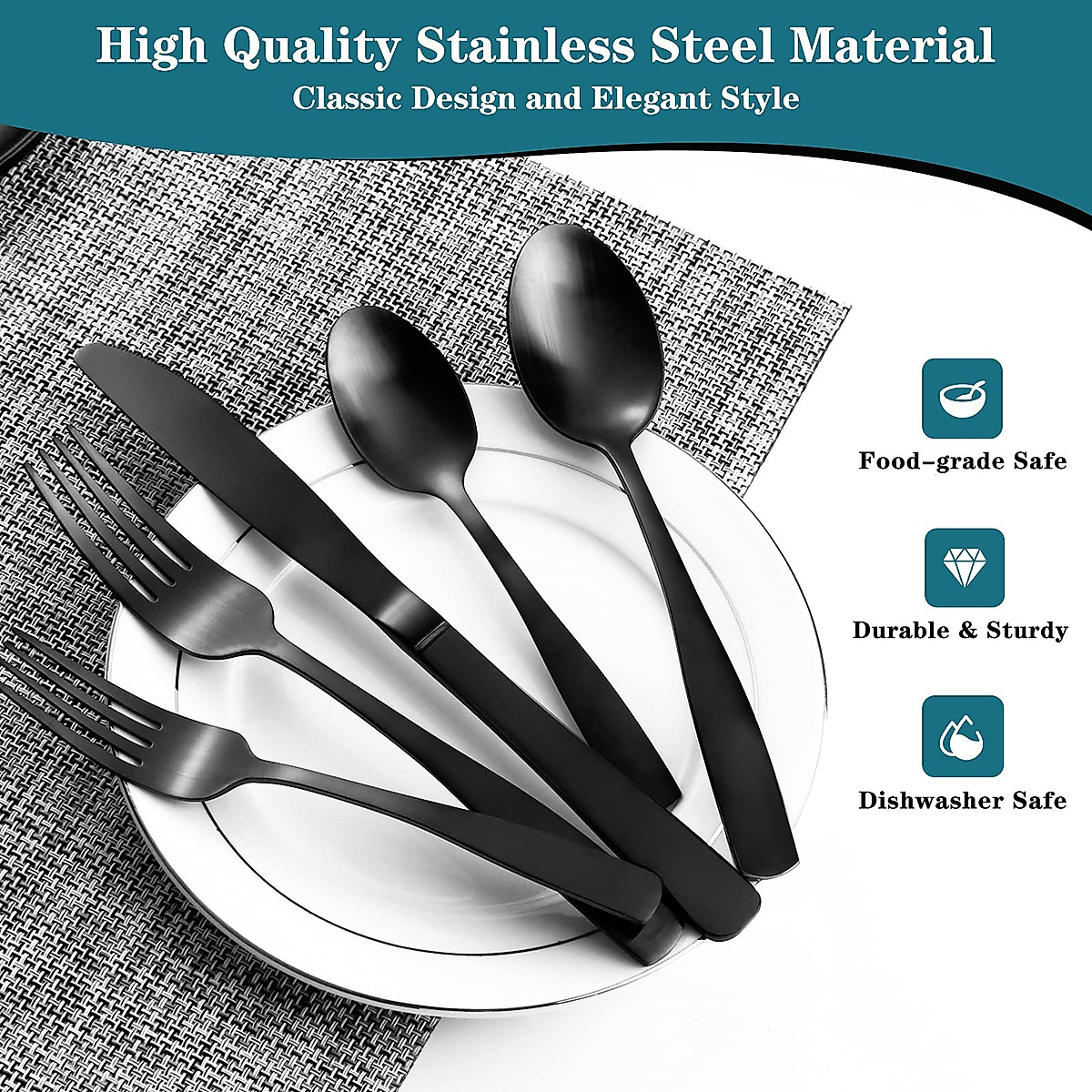 Matte Gold Silverware Set - GIOCOCO 20 PCS Stainless Steel Flatware Sets Thick Cutlery Set Durable Utensils Set Service For 4, Elegant Tableware Set For Home Kitchen and Restaurant, Dishwasher Safe