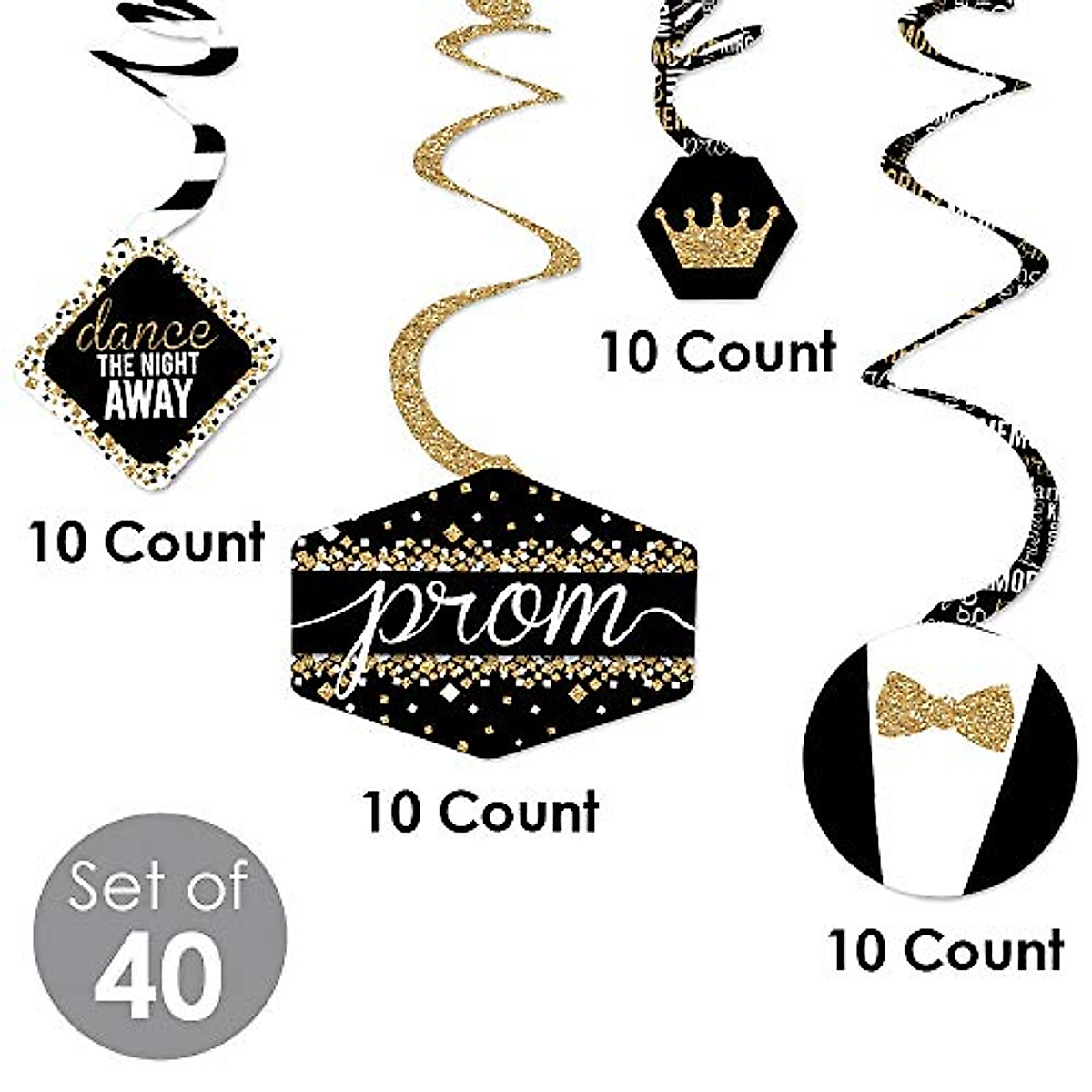 Big Dot of Happiness Prom - Prom Night Party Hanging Decor - Party Decoration Swirls - Set of 40