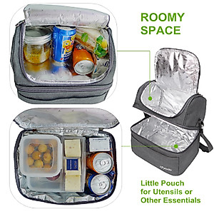 yodo Large Lunch Bag Double Layer Cooler Tote Bag for Adult Women and Men - Idea for Beach, Picnics, Road Trip, Meal Prep, Everyday Lunch to Work, Gray