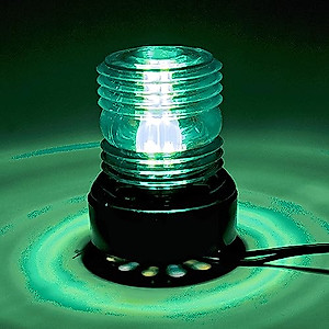 HAIWEN 12V Waterproof Navigation Light All Round 360 Degree 3 Color LED Anchor Light Sailing Light Side Bow Lights for Marine Boat & Yacht (Light Color: Green)