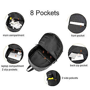 Canvas Backpack Laptop Backpack for Men Women College Gym Backpack Lightweight Travel Bag Casual Daypack with Water Bottler Holder Shoulder Bag Durable Rucksack