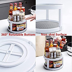 CheeseandU 2 Tier Lazy Susans Turntable - 10 Inch Pantry Cabinet Lazy Susan Storage Turntable Space Saving Rotating Spice Rack for Spices, Condiments, Baking, Bathroom
