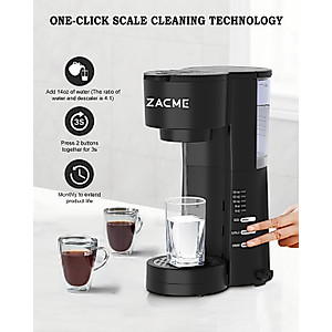 ZACME 4IN1 Single Serve Coffee Maker for K Cup &Ground, Small Coffee Machine with Milk Frother & Grinder, 5 Brew Size, 28oz Water Tank, Adjustable Drip Tray