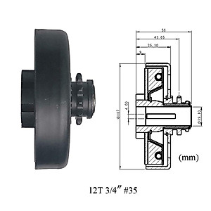 Go Kart Clutch 3/4 Bore 12T with #35 Chain, Centrifugal Clutch Fit for Go Kart Minibike Engines 3/16 Key Way