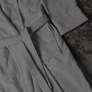 Superior Men's Traditional Premium Turkish Cotton Lightweight Long Bathrobe with Pockets- Large-X Large, Grey