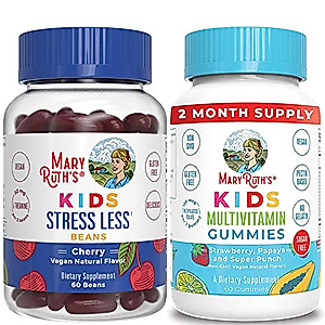 Stress Relief Vita-Beans for Kids & Kids Multivitamin Gummies Bundle by MaryRuth's | Magnesium Citrate & L-Theanine | Natural Calm, Relaxation, Stress and Mood Support | Immune Support
