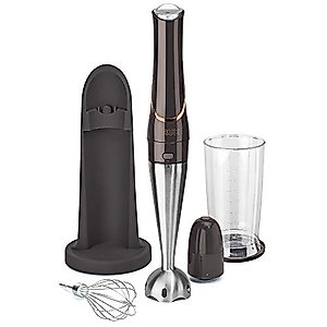 CRUX Cordless Hand Immersion Blender, Durable 7.5” Blending Arm, Quickly Blend, Mix Smoothies, Easily Whip, Puree Sauces/Soups, Conveniently Rechargeable, Easy to Clean with Dishwasher Safe Removeable Parts, Stainless Steel/Black