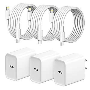 【Apple MFi Certified】 iPhone Fast Charger, 3+3Pack 20W USB C Wall Charger with 6FT Fast Charging Cable Compatible with iPhone 14/14 Pro/14 Pro Max/14 Plus/13/12/11/Pro/Pro Max/Mini/Xs Max/XR/X, iPad