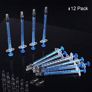 1ml Syringe Without Needle - 1 ml Small Plastic Syringes Sterile Individually Packed with Cap for Lab Medicine Student Measuring Liquid and Pet Dog Cat Baby Feeding Oral Colostrum ( 12 Pack 1cc /ml )