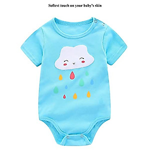 FLORNO Unisex Baby Bodysuits 5-Pack Baby Short Sleeve Bodysuits Onesies Bodysuit Short-Sleeve Bodysuits0 Organic Cotton (9-12 Months)