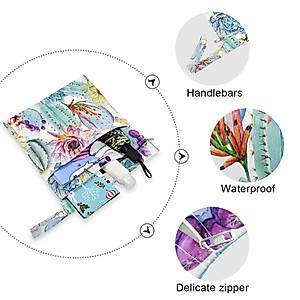 AUUXVA Tropical Succulent Cactus Floral Wet Dry Bag Set Waterproof Reusable Baby Diaper Bags Organizer with Two Zippered Pockets for Travel Beach Swimming Swimsuit Wet Clothes 2 Pack