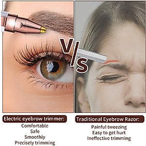 Aeruki 2 in 1 Eyebrow Trimmer & Facial Hair Removal for Women, Rechargeable 100% Painless Hair Remover Eyebrow Razor Hair Shaver for Eyebrow Nose Lips Face Armpit Body with Built-in LED Light