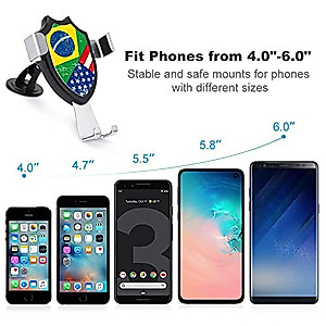 Brazil and USA Flag Car Phone Holder Mount Universal Cellphone Vent Clamp for Dashboard Windshield Stand