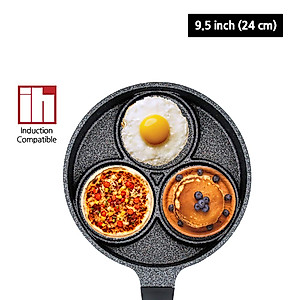 UPIT 3-Cup Egg Frying Pan for Induction Stovetop, Nonstick Coating Aluminum Egg Cooker Pan