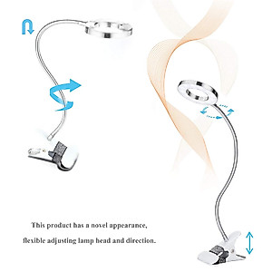 Desk Lamp Clip on Light, USB Powered LED Desk Lamp, Reading Light, Round Ring Arm Flexible Swing Eye Protection Eye Caring Small Lamp for Bed Headboard Reading Makeup Eyebrow